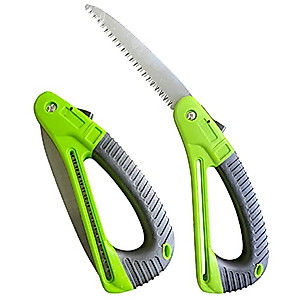 Garden Guru Folding Pruner Saw with Ergonomic Handle & Safety Lock – Non Slip – Rust Resistant Hardened Steel – Professional Grade Sawtooth Blade – for Pruning Trimming Camping Clearing