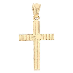 Ioka - 14K Yellow Gold Small Cross Pendant Religious Charm Thin Pendant For Necklace or Chain