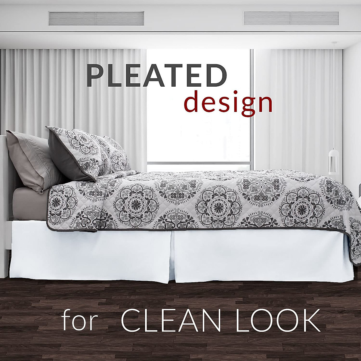 Mellanni Bed Skirt Twin Size - Bed Skirting - 15-Inch Tailored Drop Pleated Dust Ruffle - Hotel Luxury Bedding - Wrinkle, Fade, Stain Resistant - 1 Bedskirt (Twin, White)