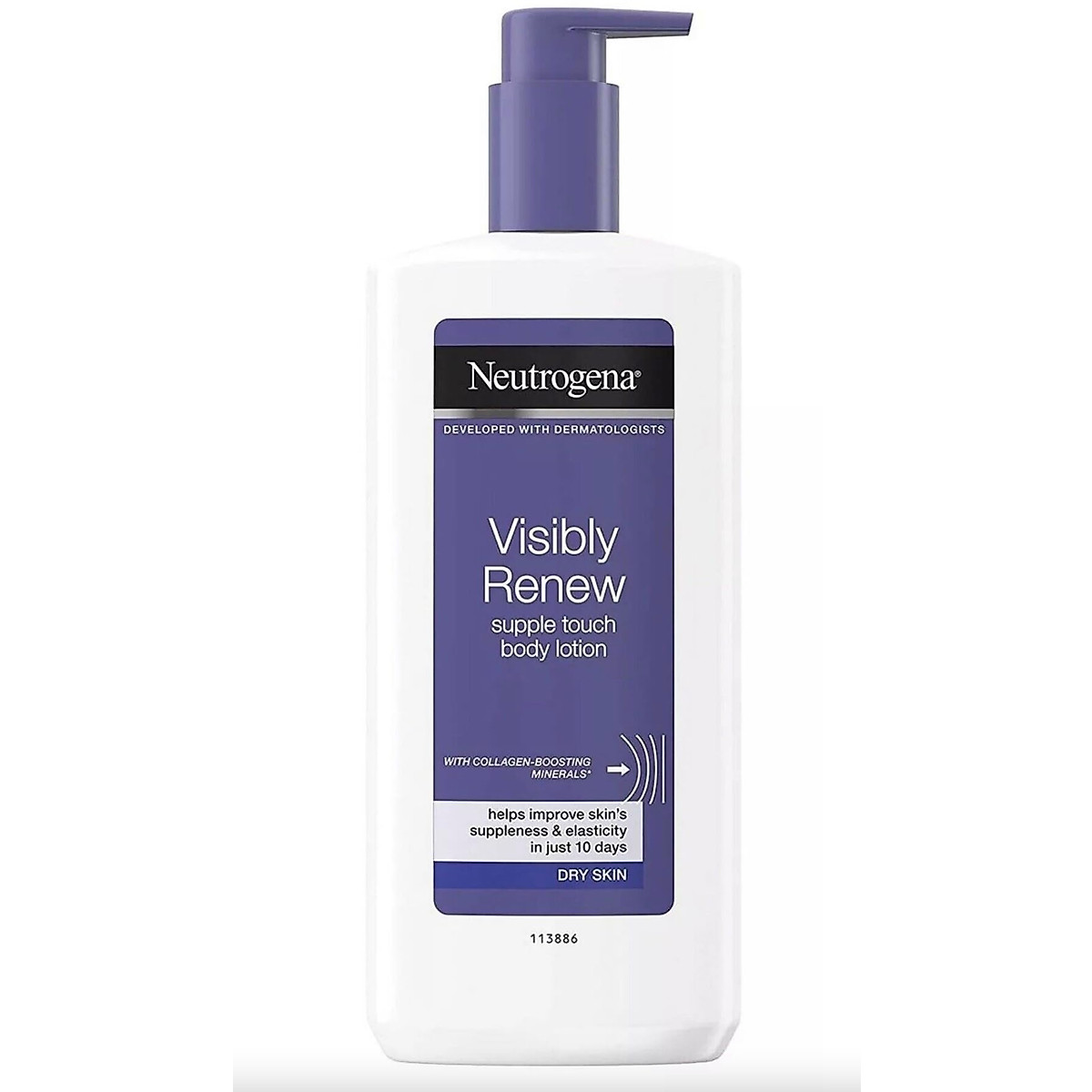 LuxProdX Neutrogena Visibly Renew Body Lotion with Collagen, Pump Bottle 13.5 oz Sticker