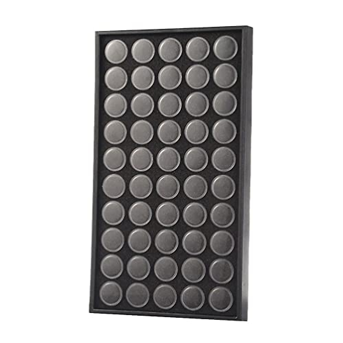 KALLORY Diamonds for Nails Clear Plastic Round Storage Box 50 Grids Craft Gem Beads Display Storage Case Jewelry Organizer Container for Nail Glitter Rhinestone Crystal Accessories Black