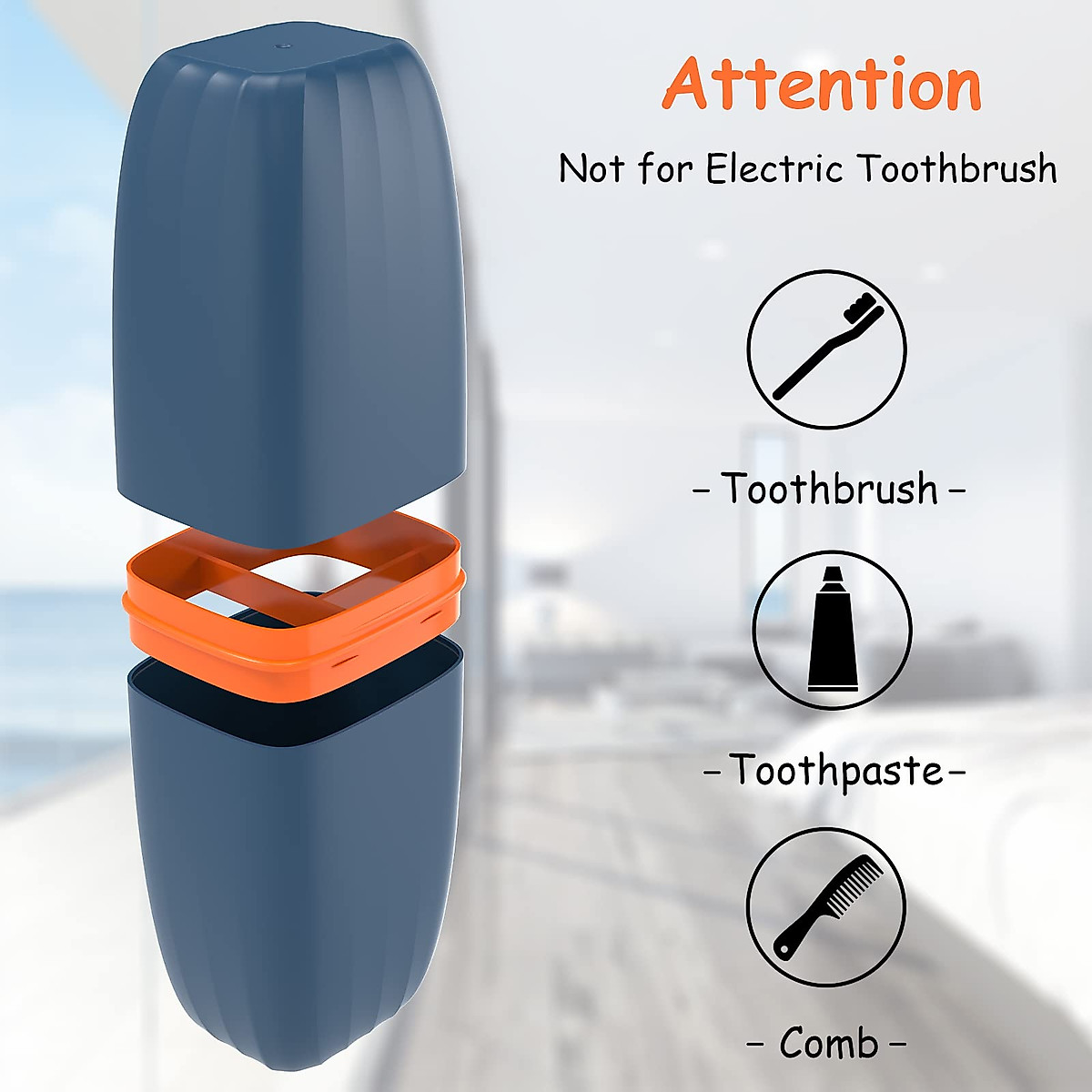 Geekboy Travel Toothbrush Holder, Portable Plastic Toothbrush Covers for Traveling, Camping, Business Trip, Home and School Supplies (Dark Blue)