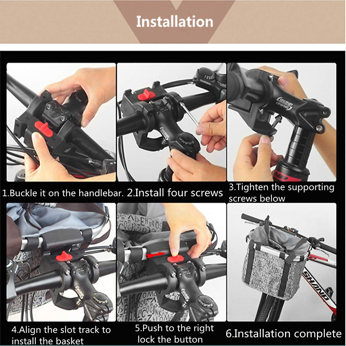 Sisenny Bike Basket Folding Small Pet Cat Dog Carrier Front Removable Bicycle Handlebar Bag Quick Release Detachable Cycling Holder Storage Basket