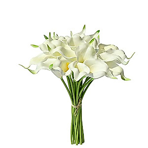Mandy's 20pcs White Flowers Artificial Calla Lily Silk Flowers 13.4" for Easter Day Home Kitchen & Wedding
