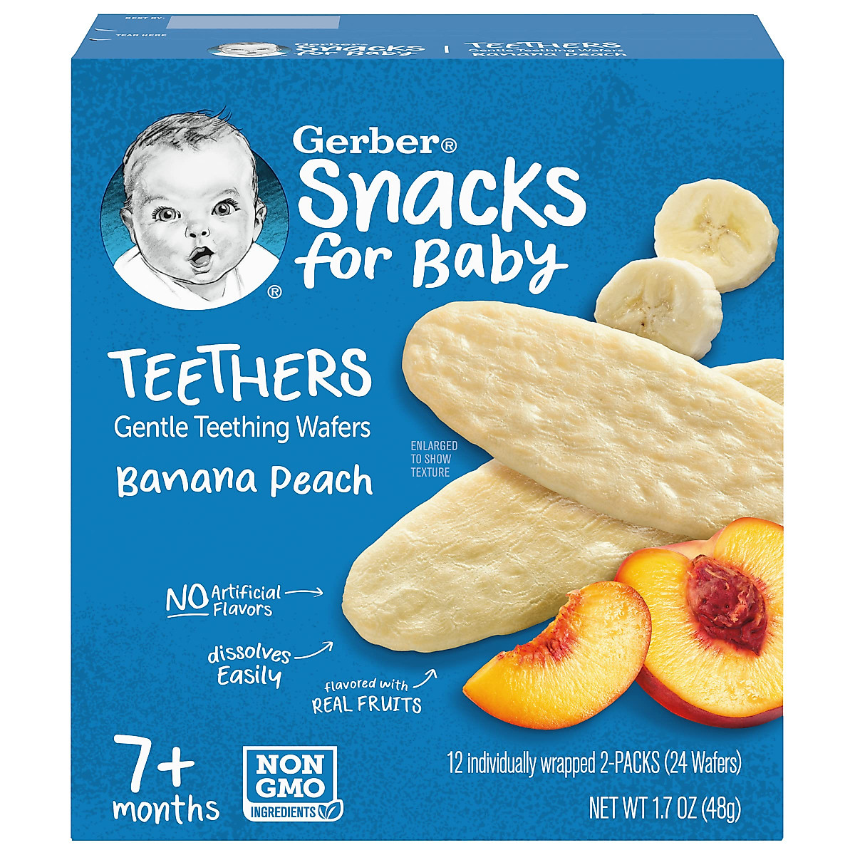 Gerber Teethers, Banana Peach, 1.7 oz, 12 count Box