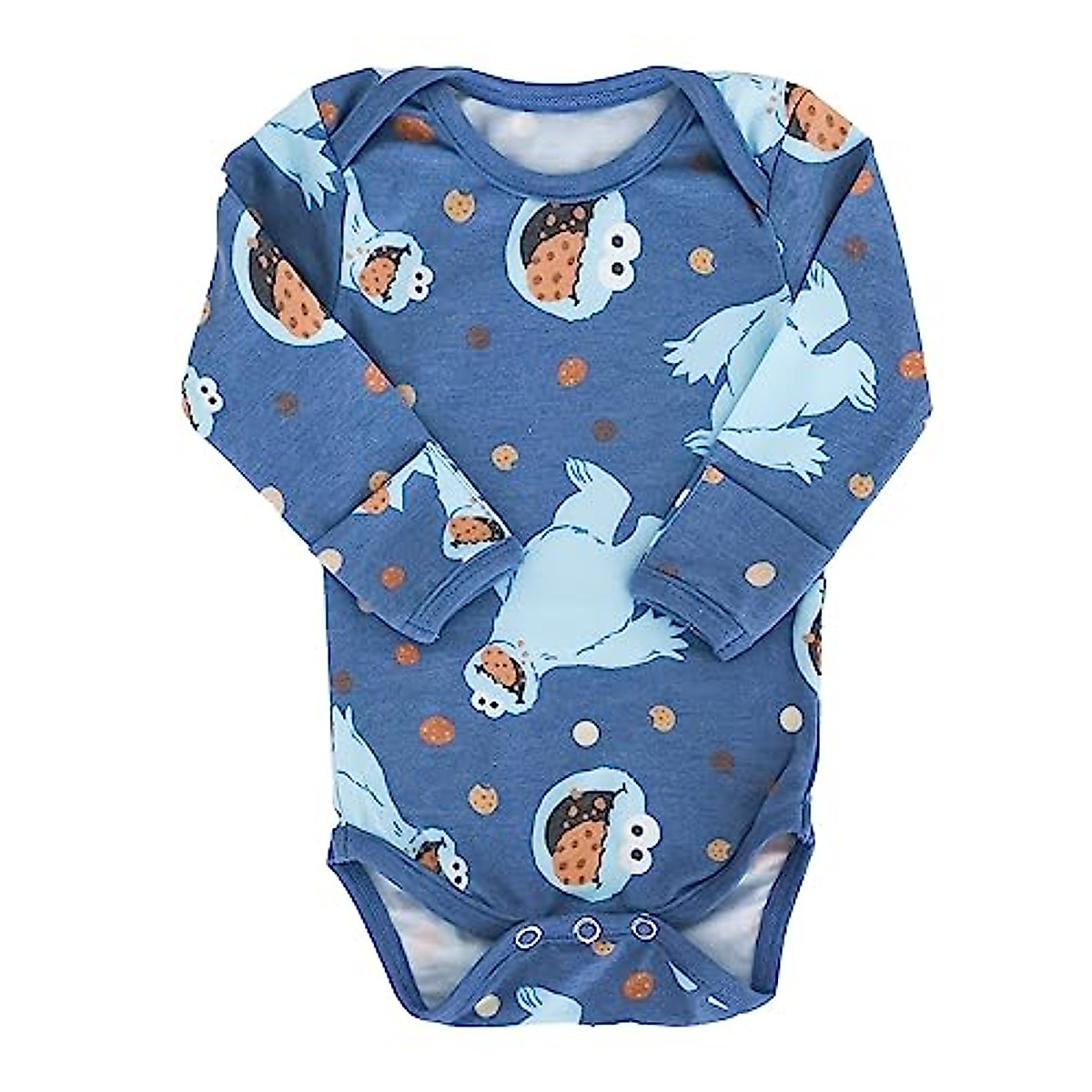 Copper Pearl Long Sleeve Bodysuit Baby: Ultra Soft Baby for Newborns, Boys, and Girls - Stylish, Comfortable, Overlap Shoulders, Premium Knit Fabric - 12-18 Months, Cookie Monster