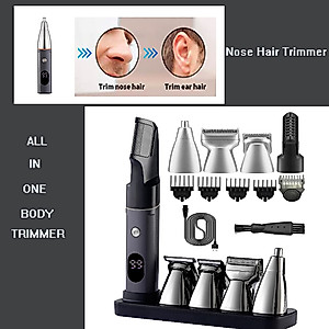 Beard Trimmer for Men 5 in 1 professional grooming Kits Nose Hair Trimmer Facial Shaver LED Display IPX7 Waterproof Cordless Electric Hair Clippers Precision Trimmer, Gifts for Men Husband Father