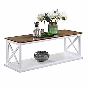 Convenience Concepts Coventry Coffee Table with Shelf, Driftwood/White