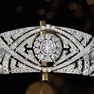 CZ Full Cubic Zirconia Tiaras and Crowns for Women Prom Quinceanera Birthday Meghan Markle Wedding Hair Accessories HG003 Silver