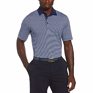 Callaway Men's Refined 3 Color Stripe Short Sleeve Golf Polo Shirt, X-Large, Medieval Blue