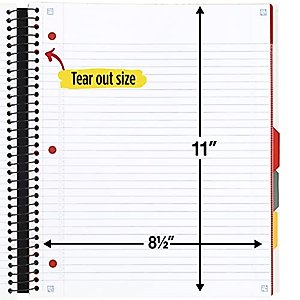 Five Star Spiral Notebook + Study App, 5 Subject, College Ruled Paper, Advance Notebook with Spiral Guard, Movable Tabbed Dividers and Expanding Pockets, 8-1/2" x 11", 200 Sheets, White (73154)