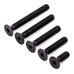 25pcs 1/4-20 x 1 Flat Head Screws, Black Oxide Finish, 10.9 Alloy Steel, Full Thread Socket Cap Bolts Screws for Automotive, Metalworking and Structural Assembly