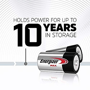 Energizer Max C Batteries, Premium Alkaline C Cell Batteries (2 Battery Count)