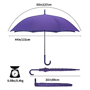RUMBRELLA Purple UV Stick Umbrella Auto Open UPF 50+ with J Hook Handle 50IN