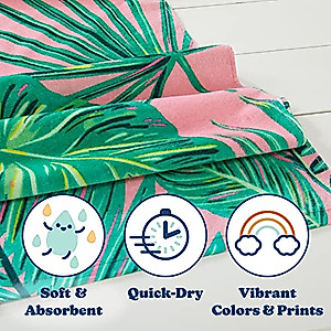 Sun Sprouts 100% Cotton Beach Towel Palm Leaves Pattern for Kids & Toddler. Bath, Pool, Camping, Travel Towel for Boys & Girls. 30” x 60” Quick-Dry & Super Absorbent Beach Blanket
