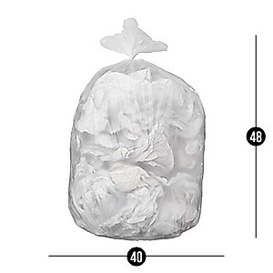 AmazonCommercial 45 Gallon Trash Bags 40" x 48" - 16 Micron Clear High Density Commercial Garbage Bags - 250 Count