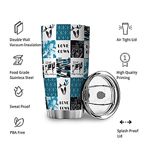 Tumbler Animal Cows Stainless Steel Coffee Travel Mug With Flip Lid Leak Proof Travel Tumbler Hot And Cold Drinks Thermal Cup Tea Wine Cups For Office Animal Cows 20oz