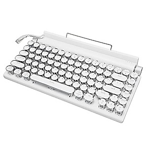 Rosvola Mechanical Keyboard, Ergonomic 83 Keys Blue Switch Round Keycaps Gaming Keyboard for Laptop (White)