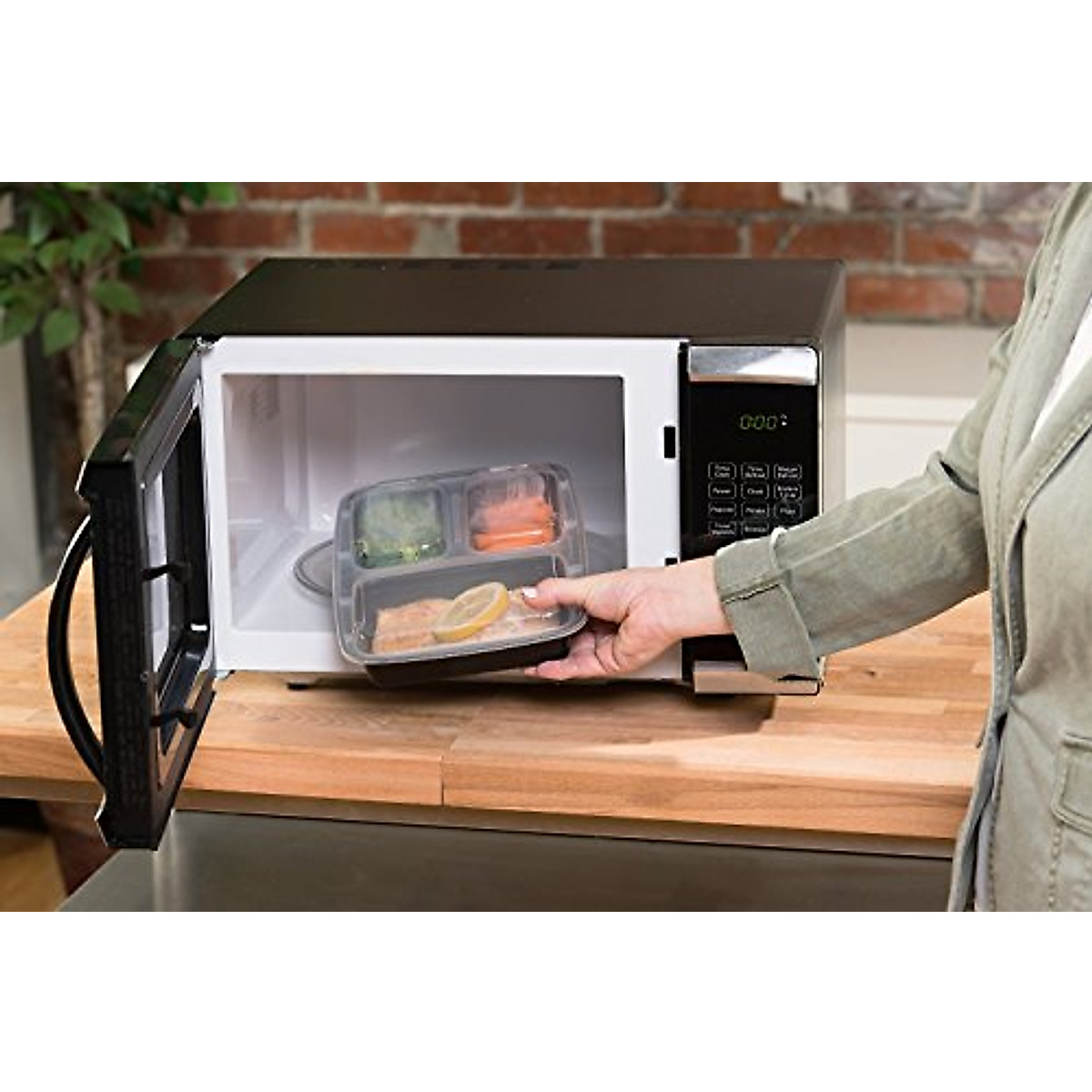 Meal Prep Haven 3 Compartment Airtight Lid Food Containers, 32 oz, Multicolored