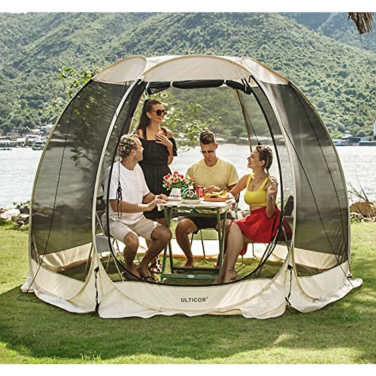 ULTICOR Canopy Outdoor Screen Tent – Instant Pop-up Screen Room Tent – Large Screen House – 4-6 Person Gazebo Canopy Tent for Picnics, BBQ, Parties, Patio & Camping, Not Waterproof (10 x 10)