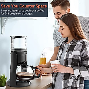 Tredy 2-Cup Coffee Maker, One Touch Automatic Drip Coffee Machine with Removable Water Reservoir, Glass Carafe, Automatic Shut Off & Warm Plate for Home Office(480ML/16OZ)