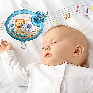 Baby Musical Crib Mobile with Light and Projector, Mobile for Crib with Remote Control ＆ Timming Function, Rotating Hanging Rattles Toy for Newborn