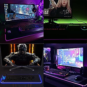 Large Gaming Mouse Pad,Gaming Desk Mat,Mouse Pad with Wireless Charging,15W Fast Chargering,10 Lighting Modes,for Gaming Keyboard&Mouse,Home&Office,Mobile Phone Devices,31.5"X11.8",Flare Color