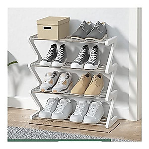 Shoe Rack for Door Z-shaped Shoe Rack 4 Tiers Stackable Shoe Rack Organizer For 8-10 Pairs Simple Trending Metal Shoe Shelf Storage Organizer,Small Shoe Storage Organizer ( Color : Shoe rack C )