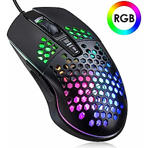 Wired Gaming Keyboard and Sets 87 Keys Rainbow Backlit Mechanical Keyboard ,RGB Backlit 6400 DPI Lightweight Gaming Mouse, Mouse Pad (Black)