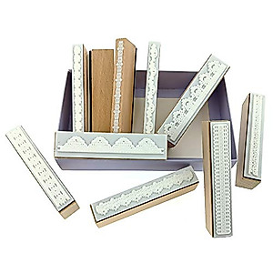 ALIMITOPIA Diary Stamp Set,Wooden Rubber Flower Signet Stamps for Children DIY Scrapbooking Planner Card Making(10pcs,Lace B)