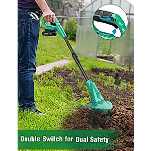 Kimo Cordless Tiller Cultivator with 24 Steel Tines, 7.8-in Wide & 5-in Depth Garden Cultivator, Electric Rototiller w/Battery Powered Tiller Rototillers for Garden,Lawn,Yard,Soil Cultivation