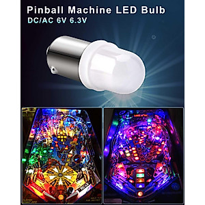 Keiurot 47 Bulb 44 755 756 1893 1895 1847 Bulb T47 BA9S Led Bulb DC AC 6.3V 6V Nonpolarity for Pinball Led Bulbs Pinball Machine Light Bulb Lamp White Pack of 15