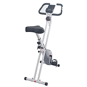 Sunny Health & Fitness Comfort XL Ultra Cushioned Seat Folding Exercise Bike with Device Holder, Gray - SF-B2989