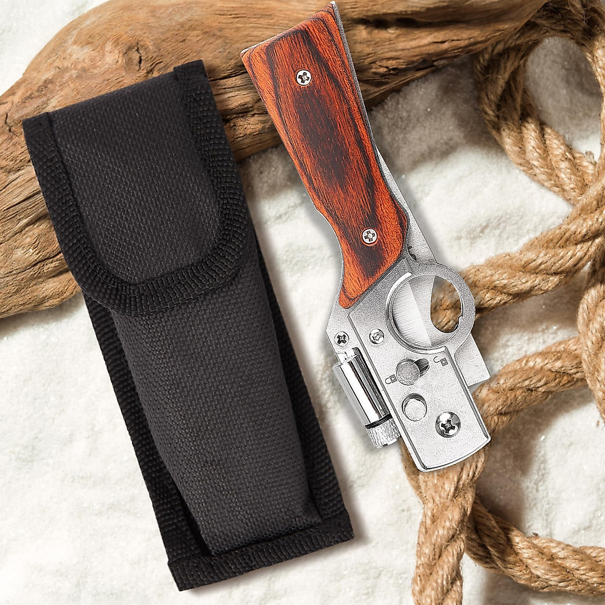 VESON-LON New Pocket Knife, AK 47 Folding Knife for Camping Hiking Tactical Knife and EDC, 3.7" 5Cr15 Steel Blade, LED Light, Husband Birthday Present, With Flashlight for Men Women(Silver)