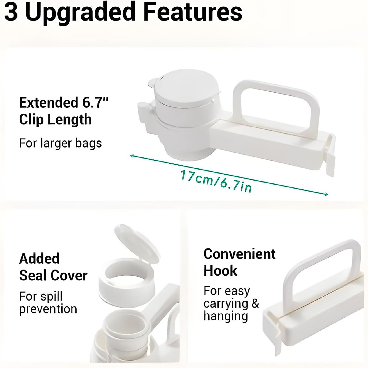 Food Bag Sealing Clip with Pour Spout, Bag Clips with Pour Spout, Chip Bag Clips, Versatile Food Clip with Spout for Cereal, Snacks, and More, Great Clips Bags for Kitchen (6 pcs)