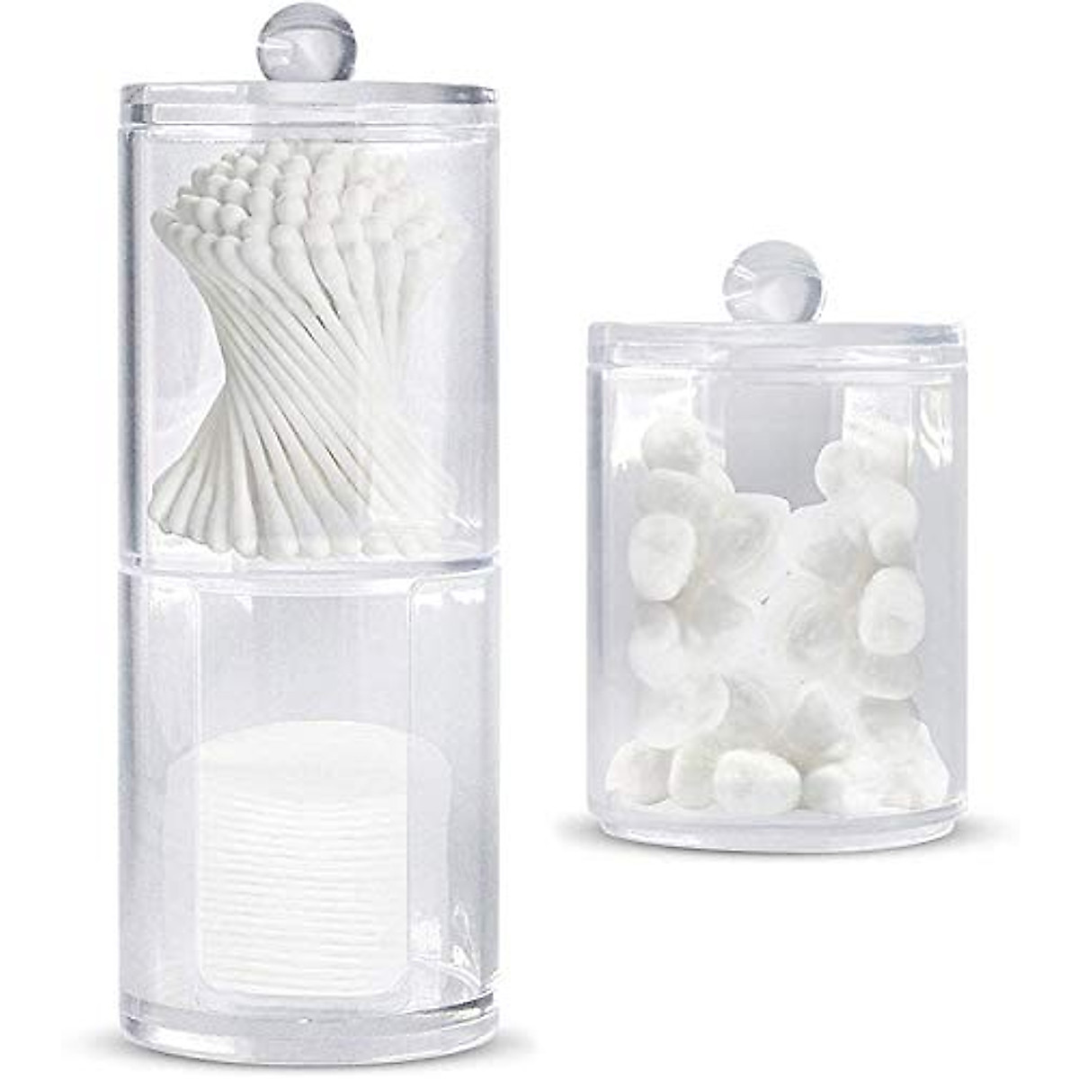 Bershaker Bathroom Organizer Canisters,Apothecary Jars Set,Holder with Lids,Cotton Pad Container,Plastic Acrylic Clear Vanity Dispenser for Cotton Ball,Cotton Swab,Cotton Rounds,Bath Salts,3 Pack