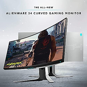 Alienware Dell New Curved 34 Inch WQHD 3440 X 1440 120Hz, NVIDIA G-SYNC, IPS LED Edgelight, Monitor - Lunar Light, AW3420DW (Renewed)