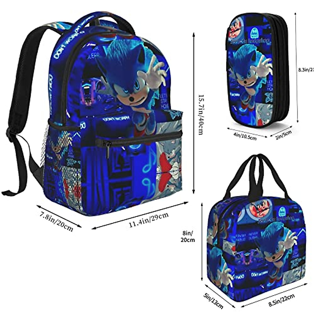 Uutvmp Anime Backpack 3pc Set cool Travel Backpack Fashion Cartoon laptop backpack Unisex