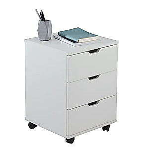 VICLLAX 3 Drawer Dresser Mobile Cabinet Under Desk Storage with Casters for Home Office, White Finish