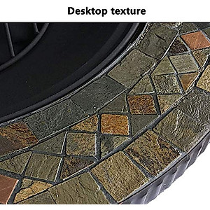 LEAYAN Garden Fire Pit Portable Grill Barbecue Rack Outdoor Fire Tables Slate Barbecue Table, Courtyard Round Stone Table, Charcoal Barbecue Grill, for Backyard Garden Camping for Camping