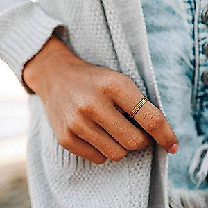Pura Vida Gold Plated Delicate Stacked Rings - Brass Base .925 Sterling Silver - Size 8