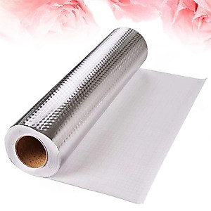 BESTonZON Self-Adhesive Heat Resisting Waterproof Damp-Proof Aluminum Foil Paper Grease-Proof Oil-Proof Leak-Proof Wall Sticker Kitchen Supplies (40cm1m)