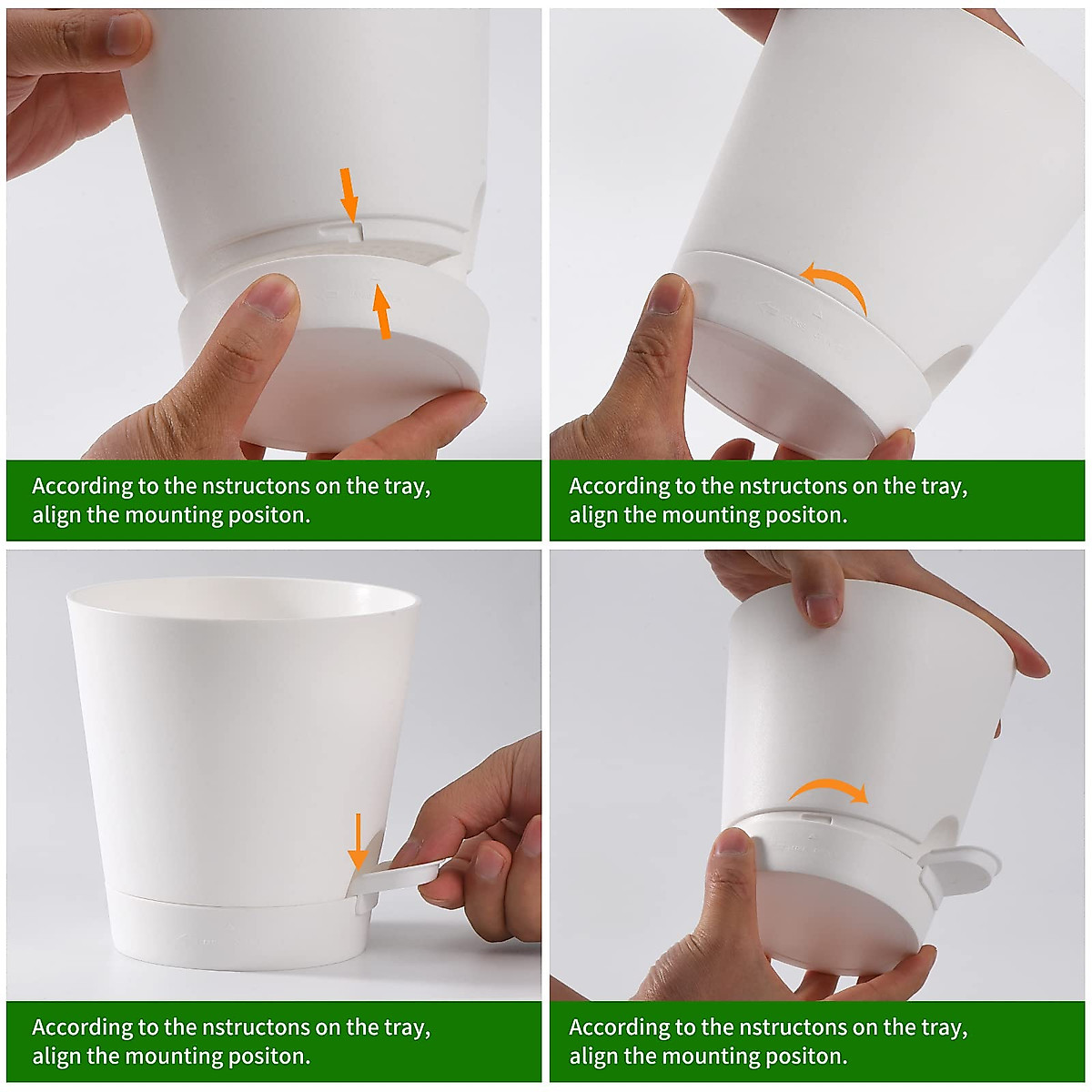 Qaobo Plant Pots 6 PCS 5 inch Self Watering Planters High Drainage Flowers Pot for Indoor Outdoor Plants with Reservoir Tray and Watering Lip Gardening Planter Garden Flower Pots, White