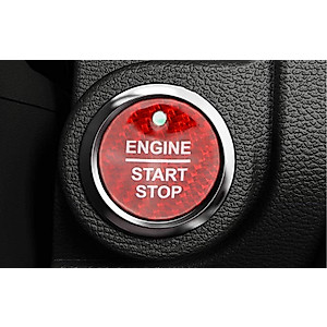Xotic Tech Red Real Carbon Fiber Keyless Engine Start/Stop Push Button Cover Trim w/Indicator Light Opening Compatible with Ford F-150 Fusion Explorer Focus Edge Taurus Expedition Raptor 1.18"