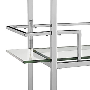 Crosley Furniture Aimee Bar with Paper Marble Top, Chrome Finish