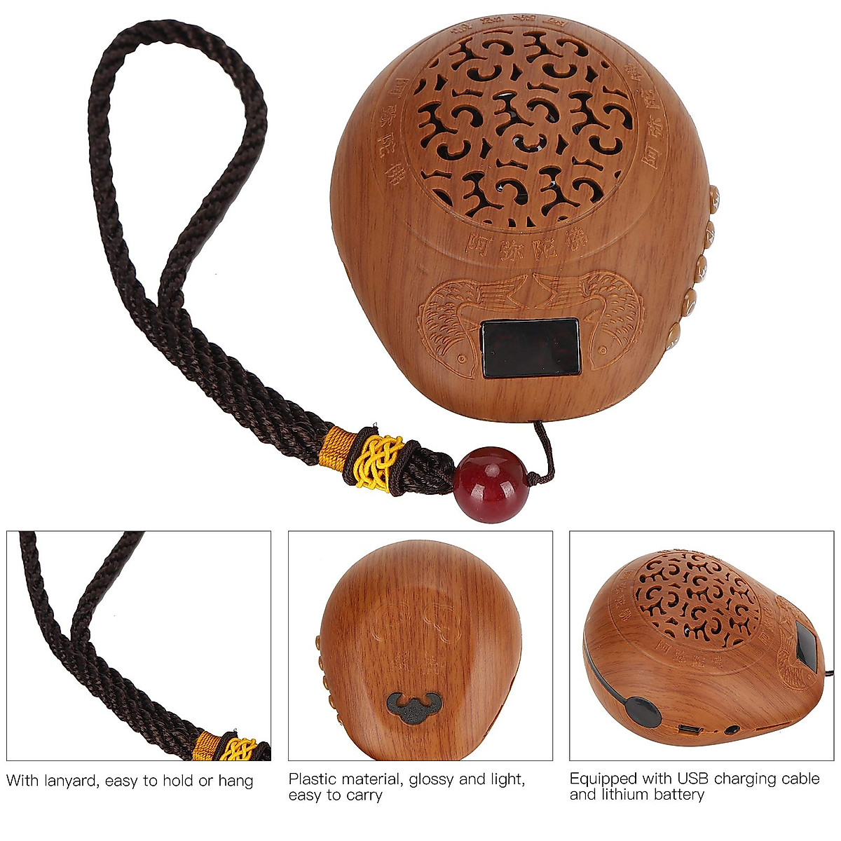 Buddhist Prayer Machine, Buddha Machine Plastic Rechargeable Scripture Play Temple Chanting Tools Buddha Music Player