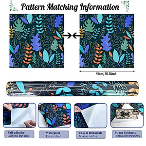 Eilyliafe 121"x16.5" Colorful Contact Paper Boho Peel and Stick Wallpaper Leaf Wallpaper Self Adhesive Removable Wallpaper for Walls Furniture Covering Vinyl Rolls