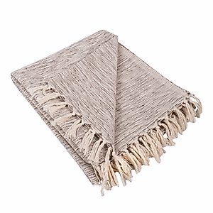 DII Rustic Farmhouse Throw Blanket with Decorative Tassels, Use for Chair, Couch, Bed, Picnic, Camping, Beach, & Just Staying Cozy at Home (50 x 60), Variegated Brown