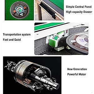 4-Legged Automatic Mahjong Table with 36mm Numbered Tiles (Green+Blue) Hard Tabletop Cover Chinese/Filipino/American Style All Fit No More Shuffling,More Rounds