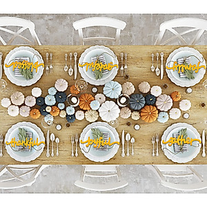 Yookeer 12 Pieces Thanksgiving Wood Cutouts Cards Fall Plate Decorations Thanksgiving Place Setting Thankful Grateful Blessed Family Joyful Wood Table Sign for Thanksgiving Dinner Decorations